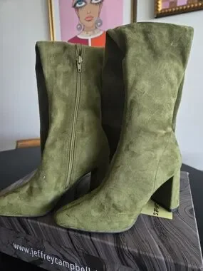 Jeffrey Campbell | Shoes | Jeffrey Campbell Olive Green Suede Over The ...